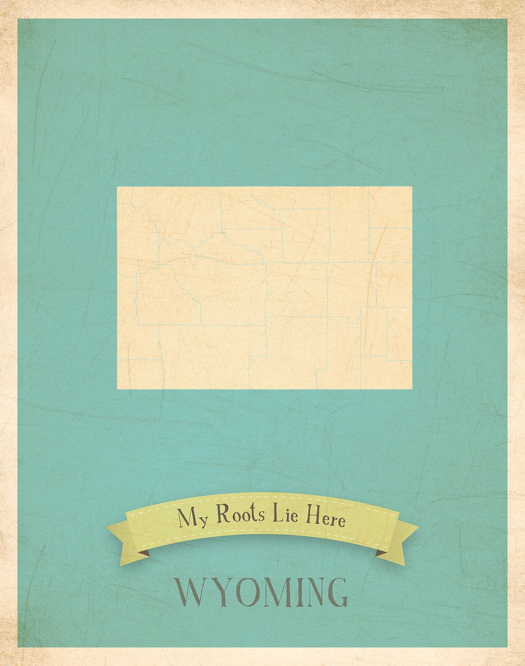 Wyoming Roots Map Art Print, Nursery Wall Decor (11x14) - Etsy