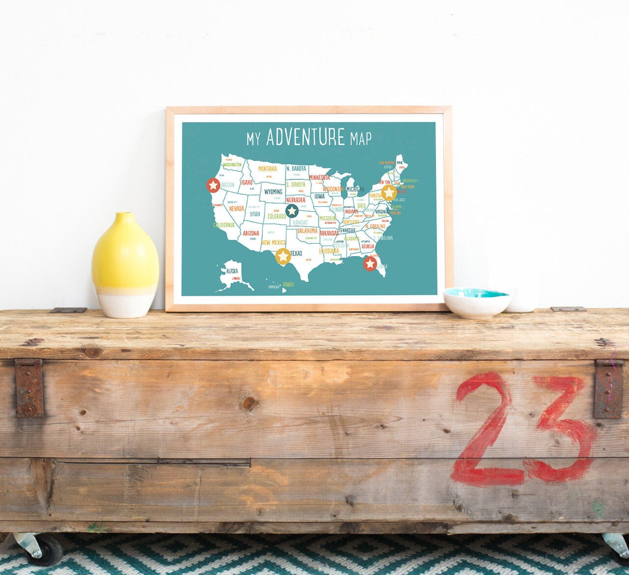 USA Adventure Map Wall Art Print Personalized Travel Map | Etsy