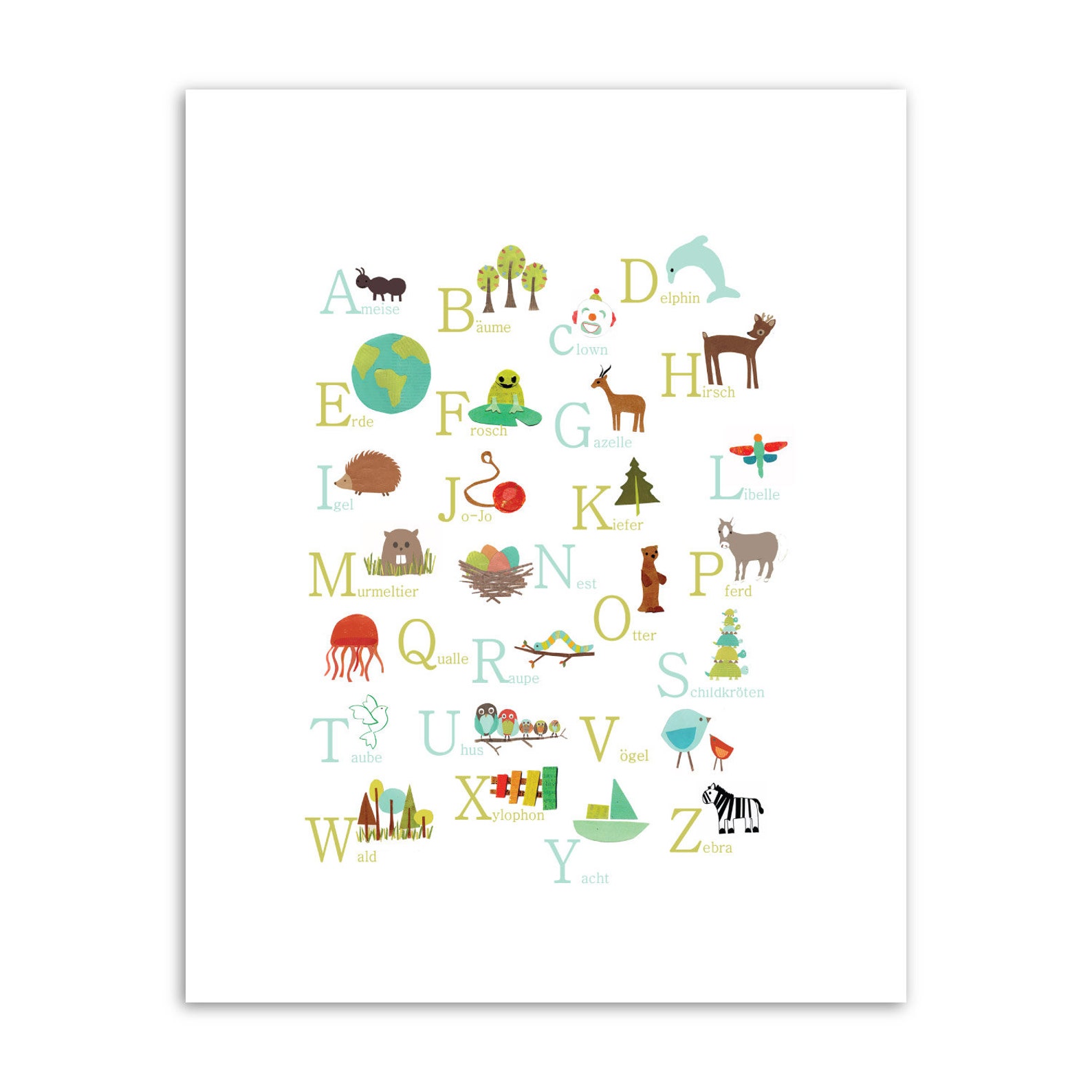 Printable German Alphabet, Digital Download 11x14 Nursery Wall Art ...