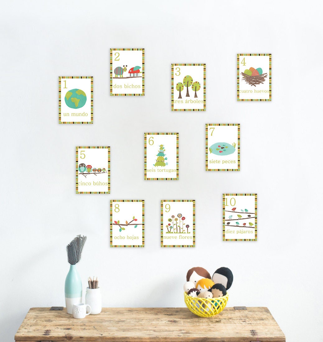 Spanish Numbers Childrens Wall Cards Counting Nursery Wall - Etsy