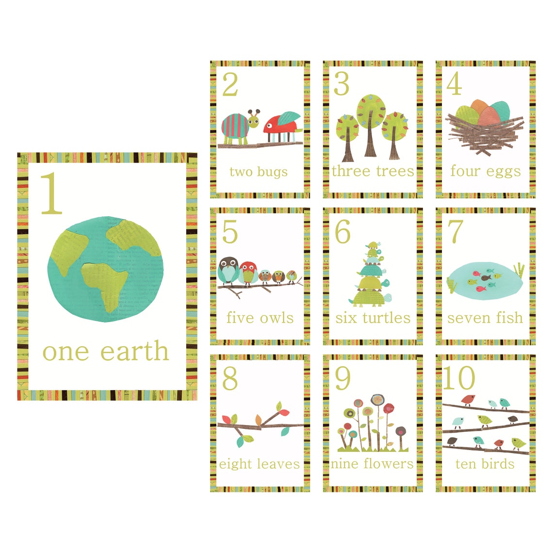 Nature Themed Number Cards in English Counting Wall Cards - Etsy