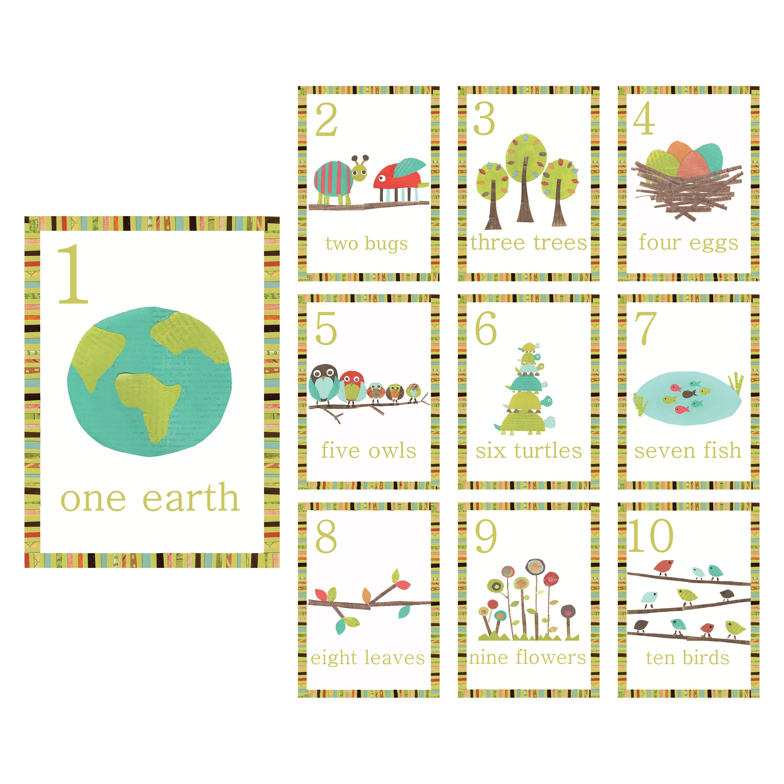 Nature Themed Number Cards in English Counting Wall Cards - Etsy