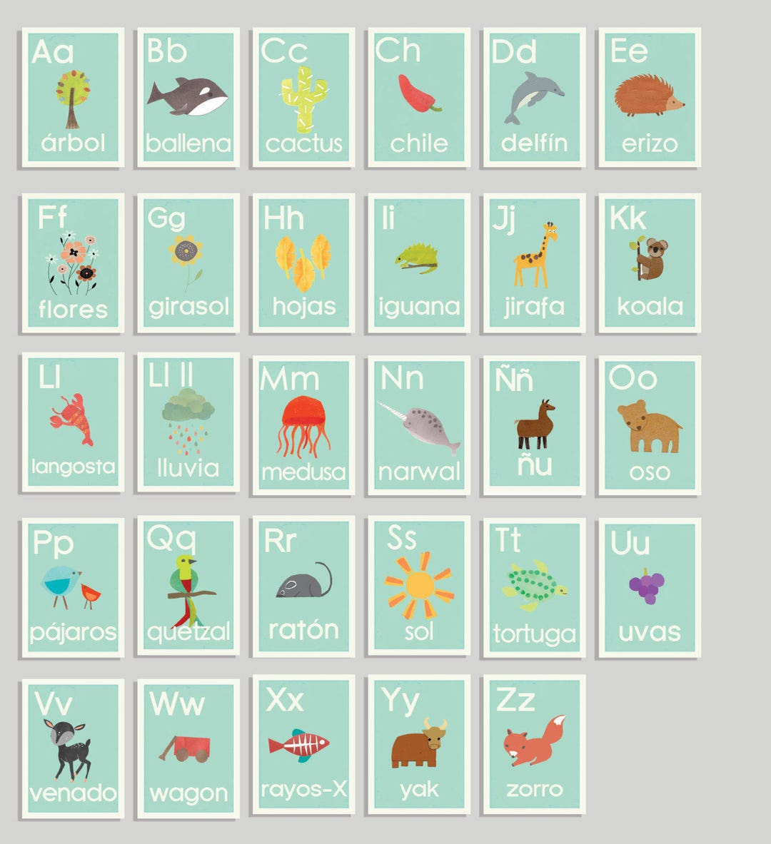Spanish Abc Cards, Spanish Abc Nursery, Spanish Abc, Spanish Abc Print ...