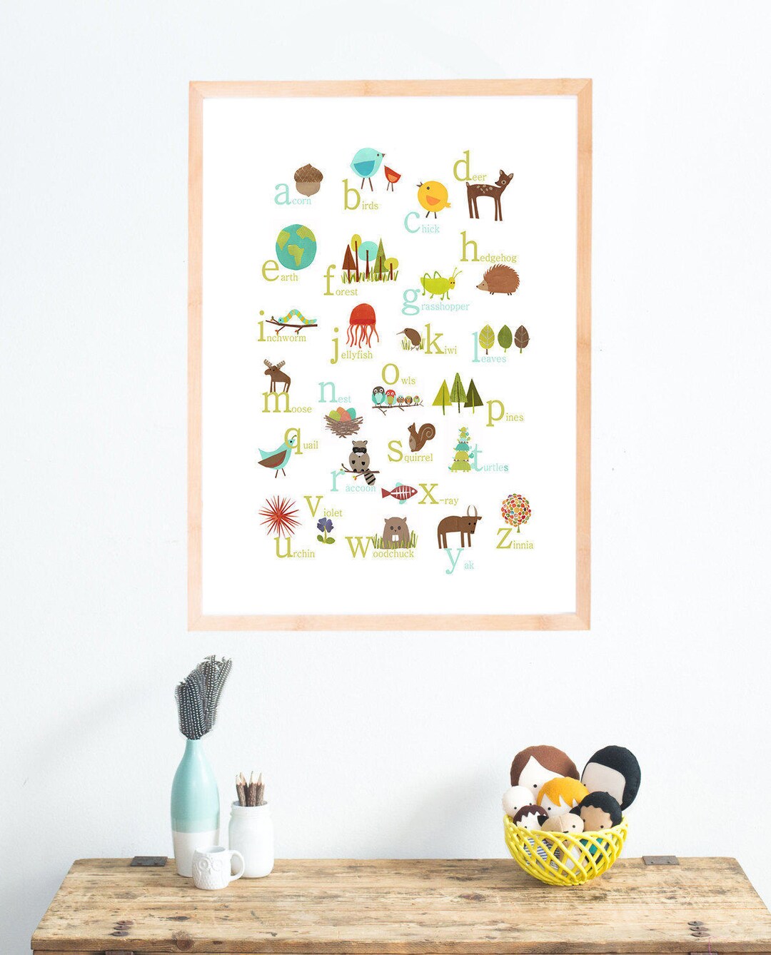 Nature Themed English Alphabet 18X24 Poster, Woodland Nursery Animals ...
