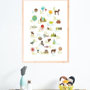 Nature Themed English Alphabet 18X24 Poster, Woodland Nursery Animals ...