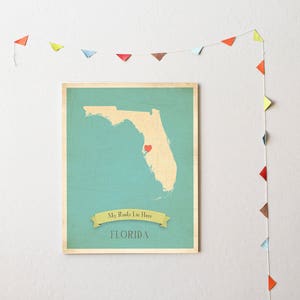 Florida State Map Poster, Map Wall Art, Map Artwork, Map Wall Decor ...