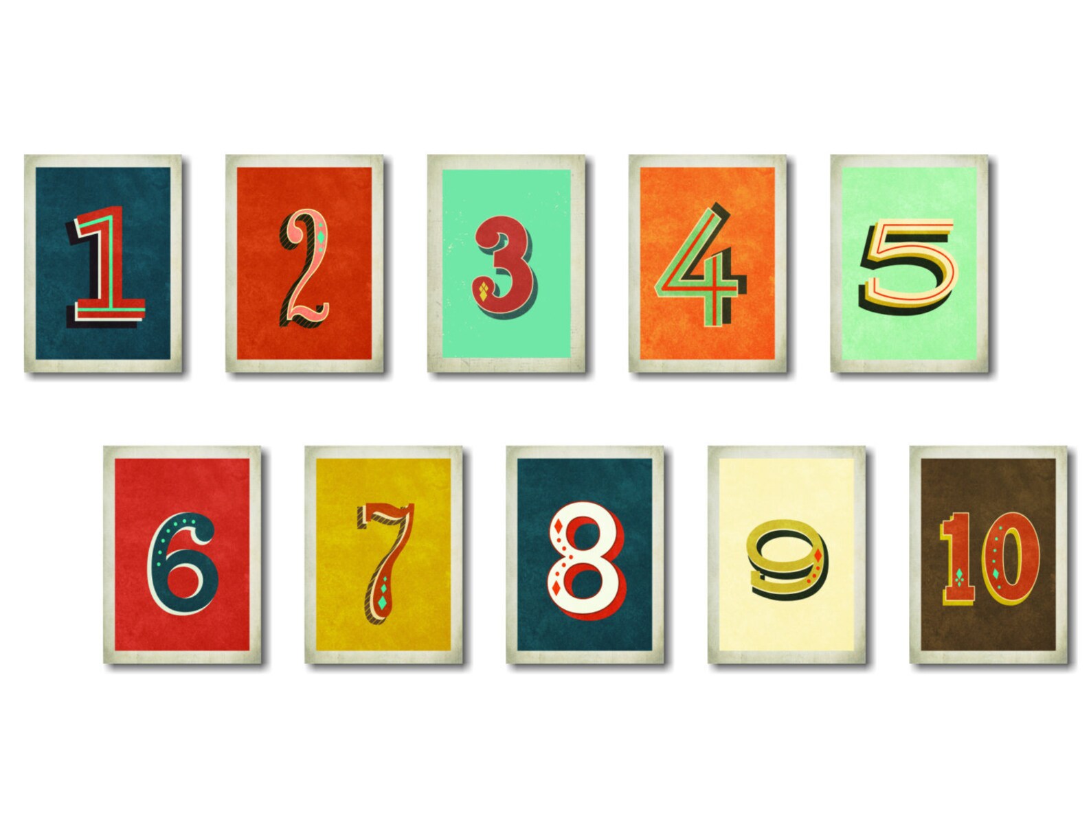 Vintage Nursery Art Decor - Vintage Counting Cards - Vintage Wall Art ...