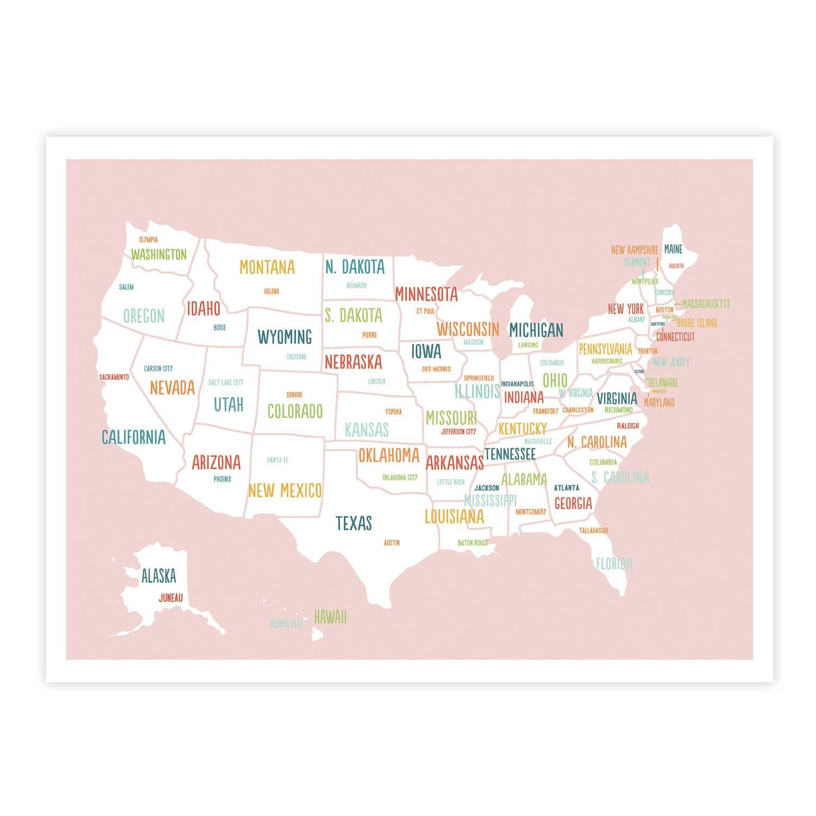 Printable United States Map, Digital Download Map, Travel Map, Usa Map ...