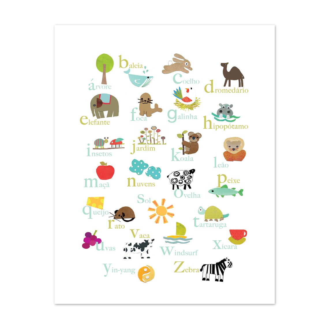 Printable Portuguese Alphabet Wall Art, Digital Download Print, 11x14 ...