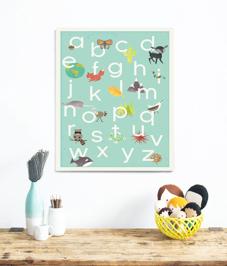 Printable English Alphabet, Nature Wall Art, Digital Download Print ...