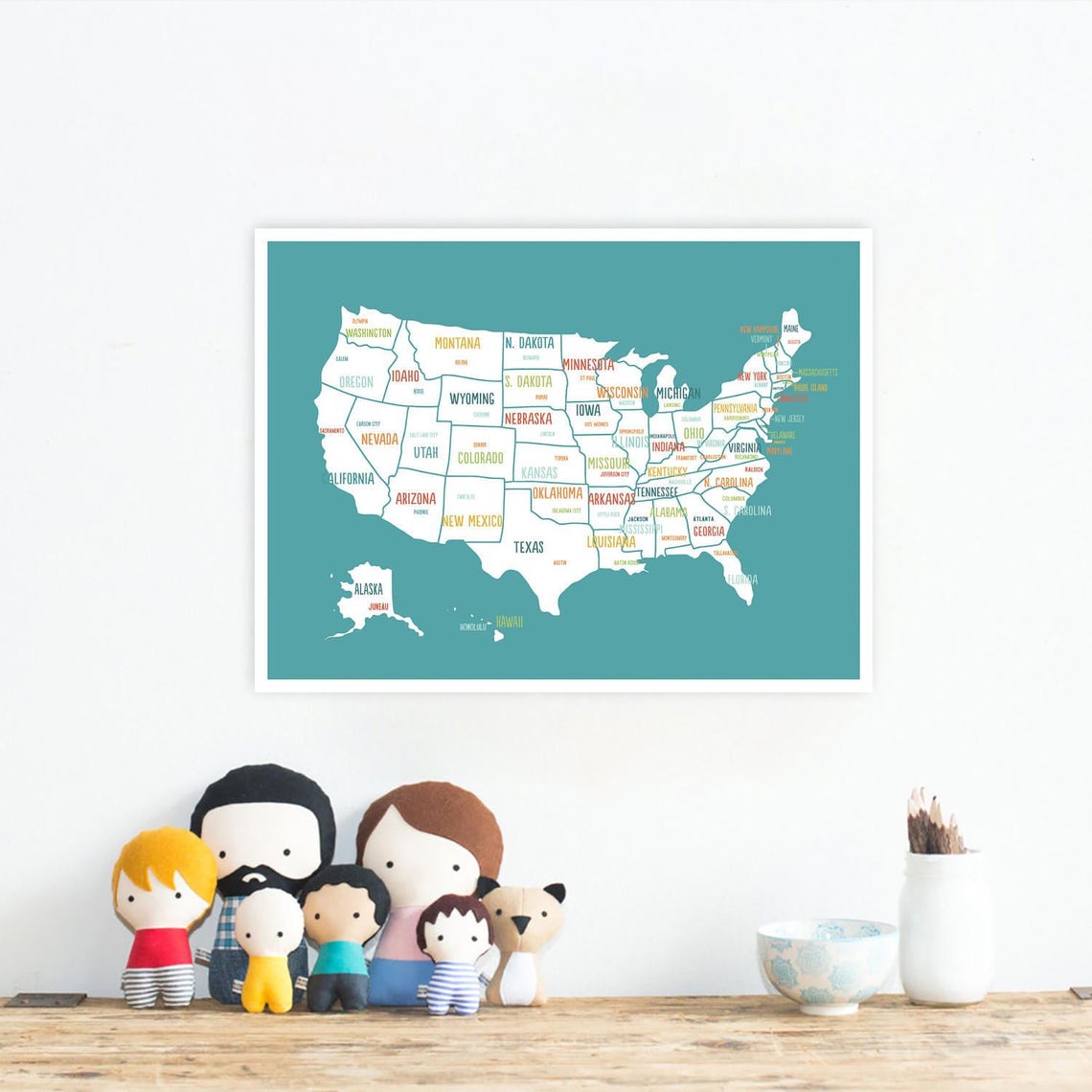 United States Map, Digital Download Map, Travel Map, Usa Map Kids, Map ...
