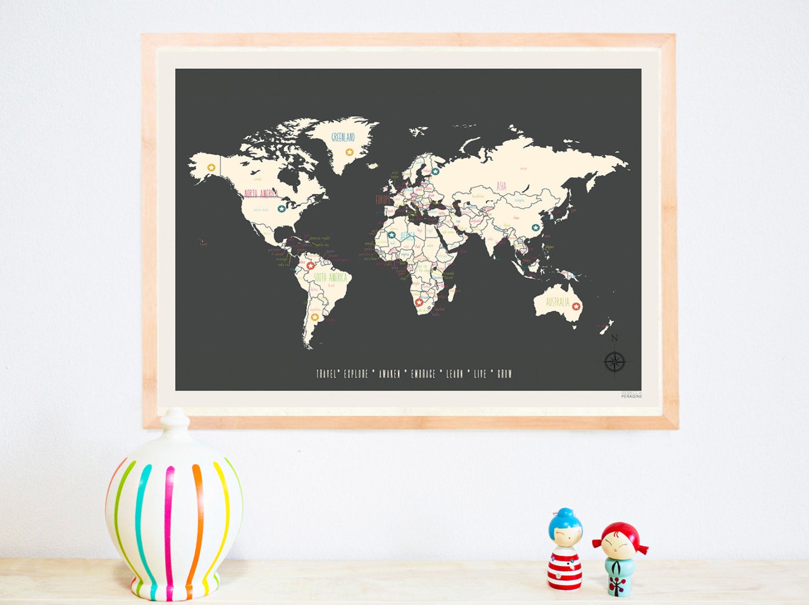 World Wall Map, Personalized Travel Map Print, 24x18, Gender Neutral ...
