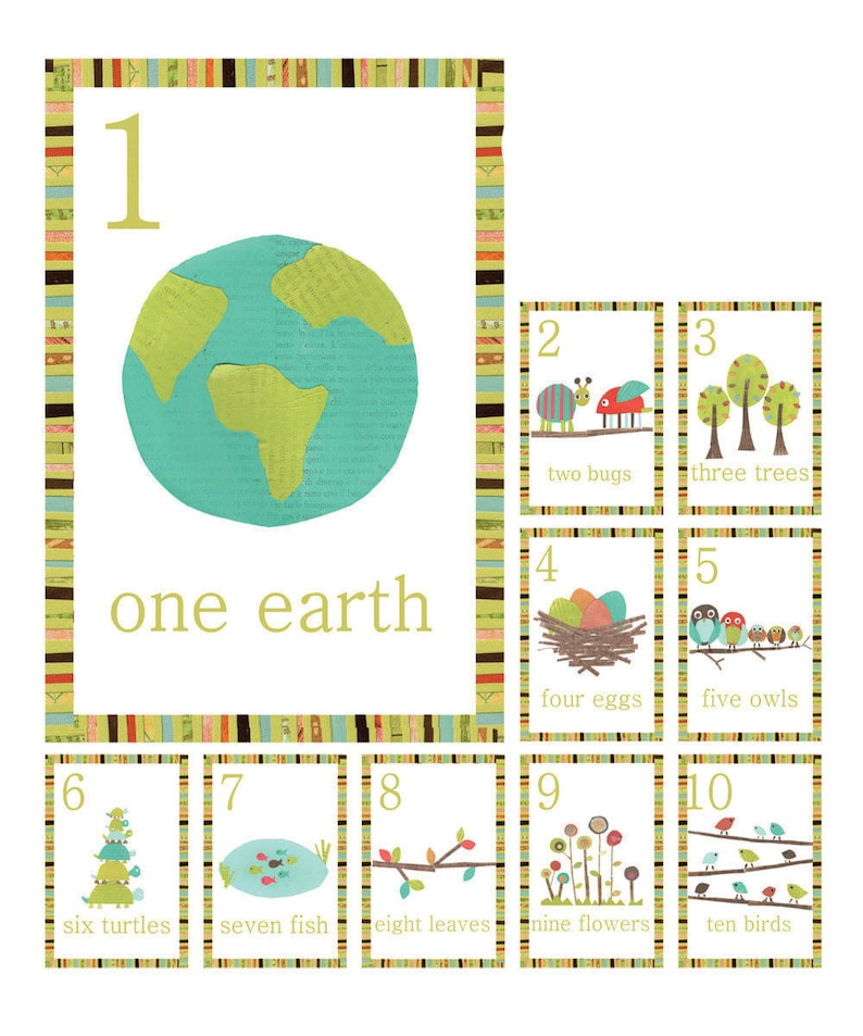 Printable Numbers Flash Cards Nature Themed Counting Wall - Etsy