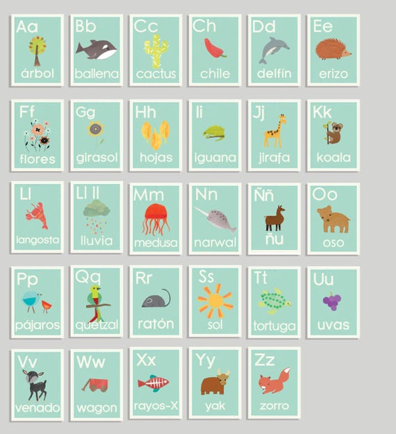 Spanish Alphabet Flash Cards Abc Spanish Prints Spanish | Etsy
