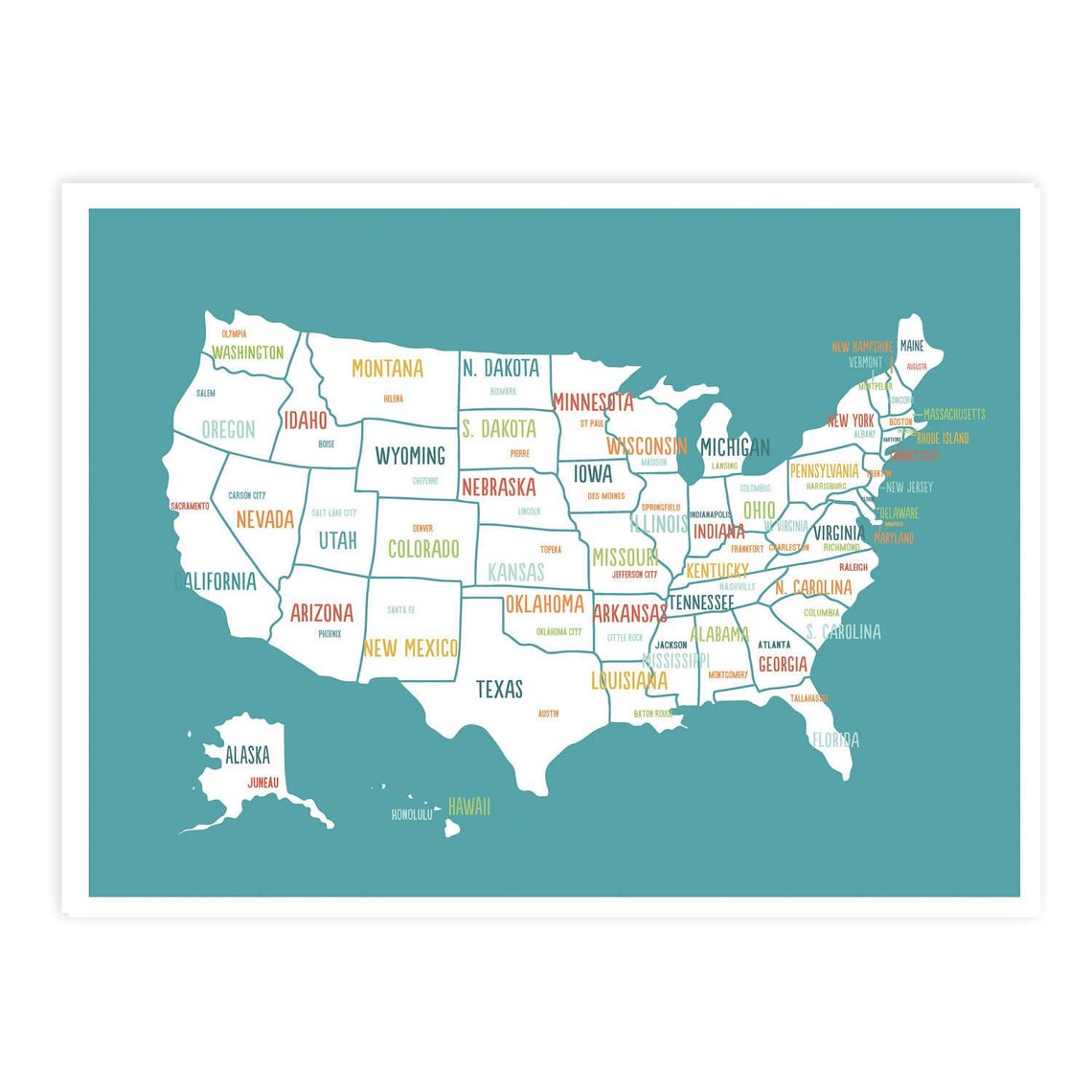 United States Map, Digital Download Map, Travel Map, Usa Map Kids, Map ...