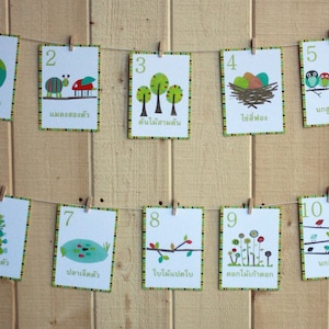 Thai Number Wall Cards, Thai Number Flash Cards, Thai Nursery Decor ...