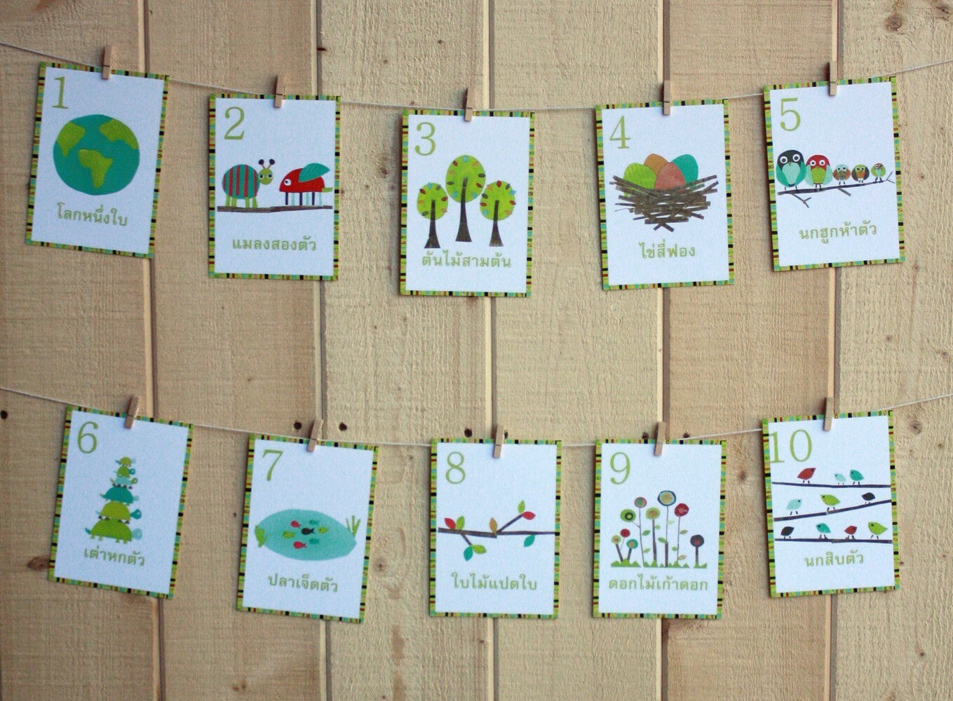 Thai Number Wall Cards, Thai Number Flash Cards, Thai Nursery Decor ...