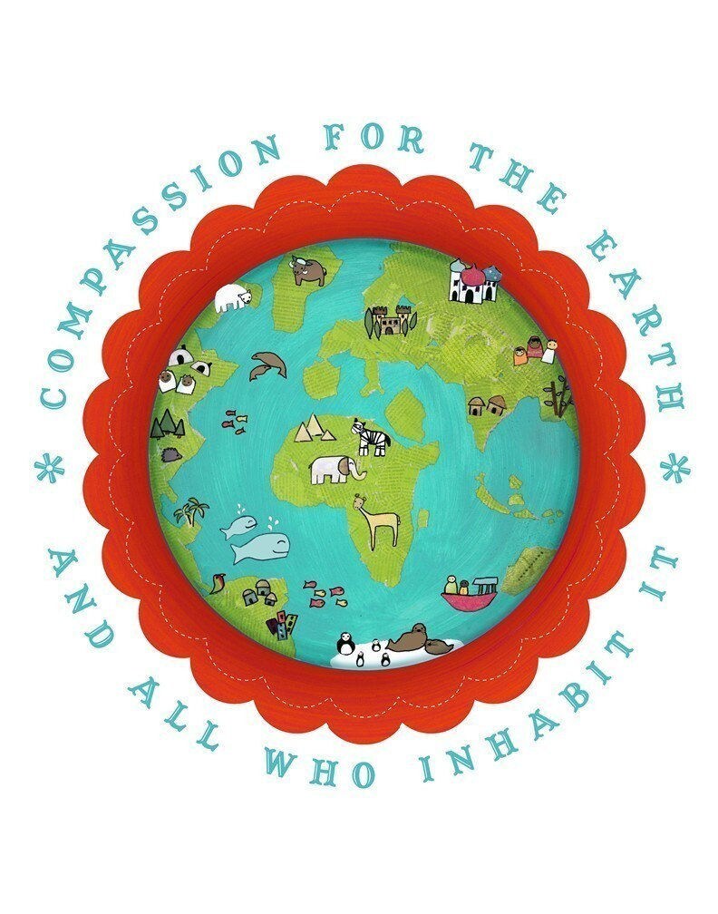 Compassion for Our Earth Poster, 11x14, Global Child, Environmental Art ...