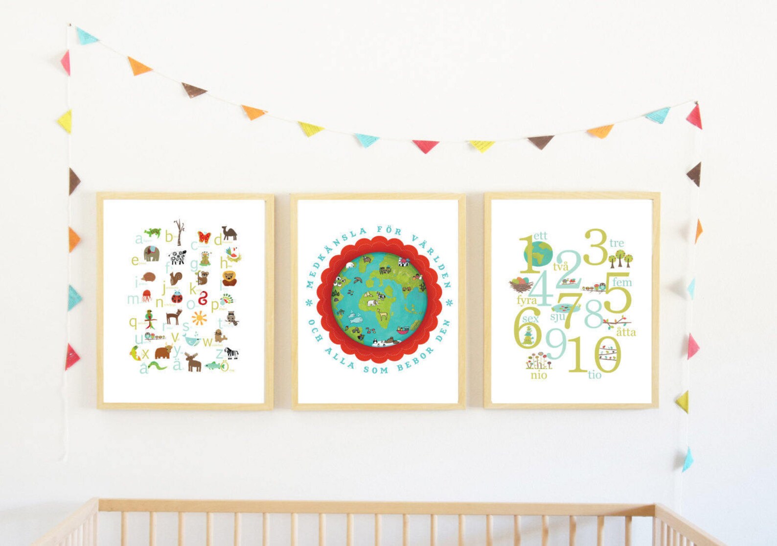 Swedish Alphabet and Global Child Room Bundle, Set of 3 Prints ...