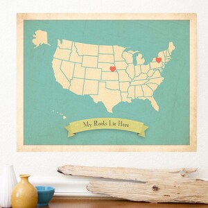 Customized My Roots Vintage Map Wall Art 11x14, Choose Your Country ...