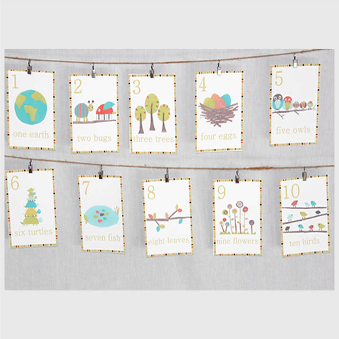 Nature Themed Counting Number Cards Nursery Art Nursery Wall | Etsy