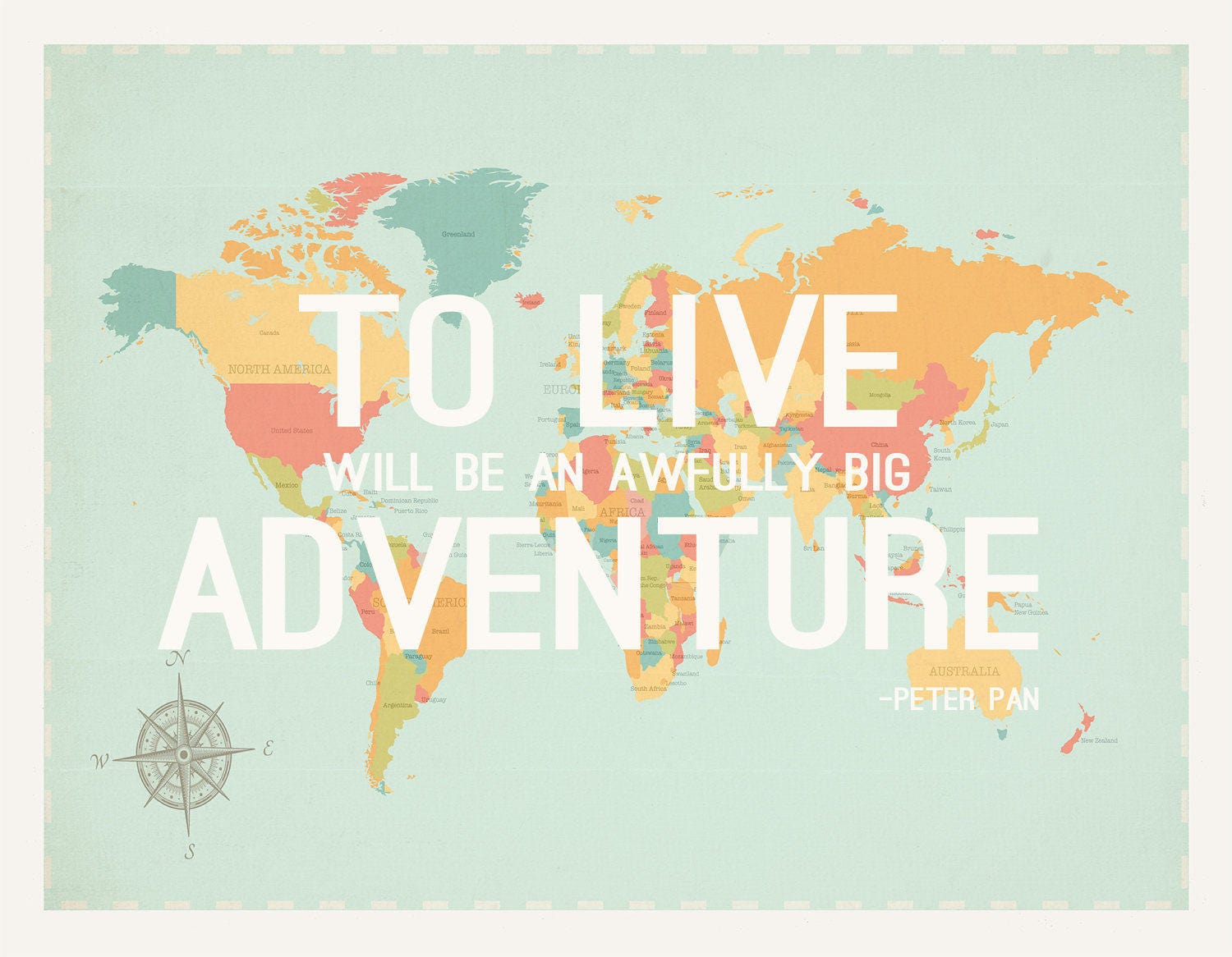 To Live World Map Art Print Nursery Art 36x24 Gender - Etsy