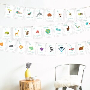 Spanish Alphabet Our World Children's Wall Cards, 5x7, Nursery Wall Art ...