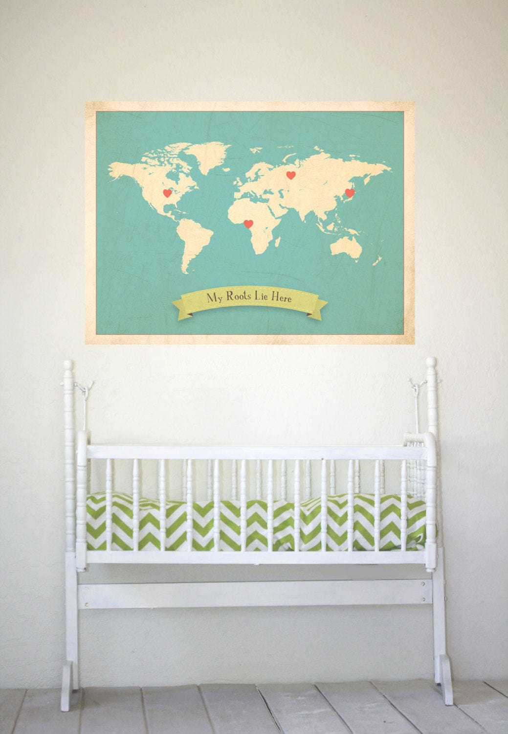 World Map My Roots Customizable Print 36x24 Nursery Wall - Etsy