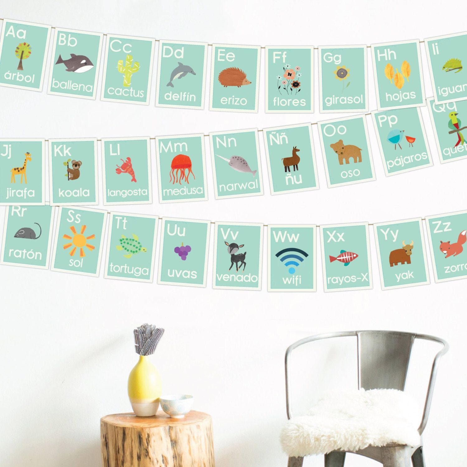 Spanish Alphabet Spain Alphabet Blue Nature Children's - Etsy