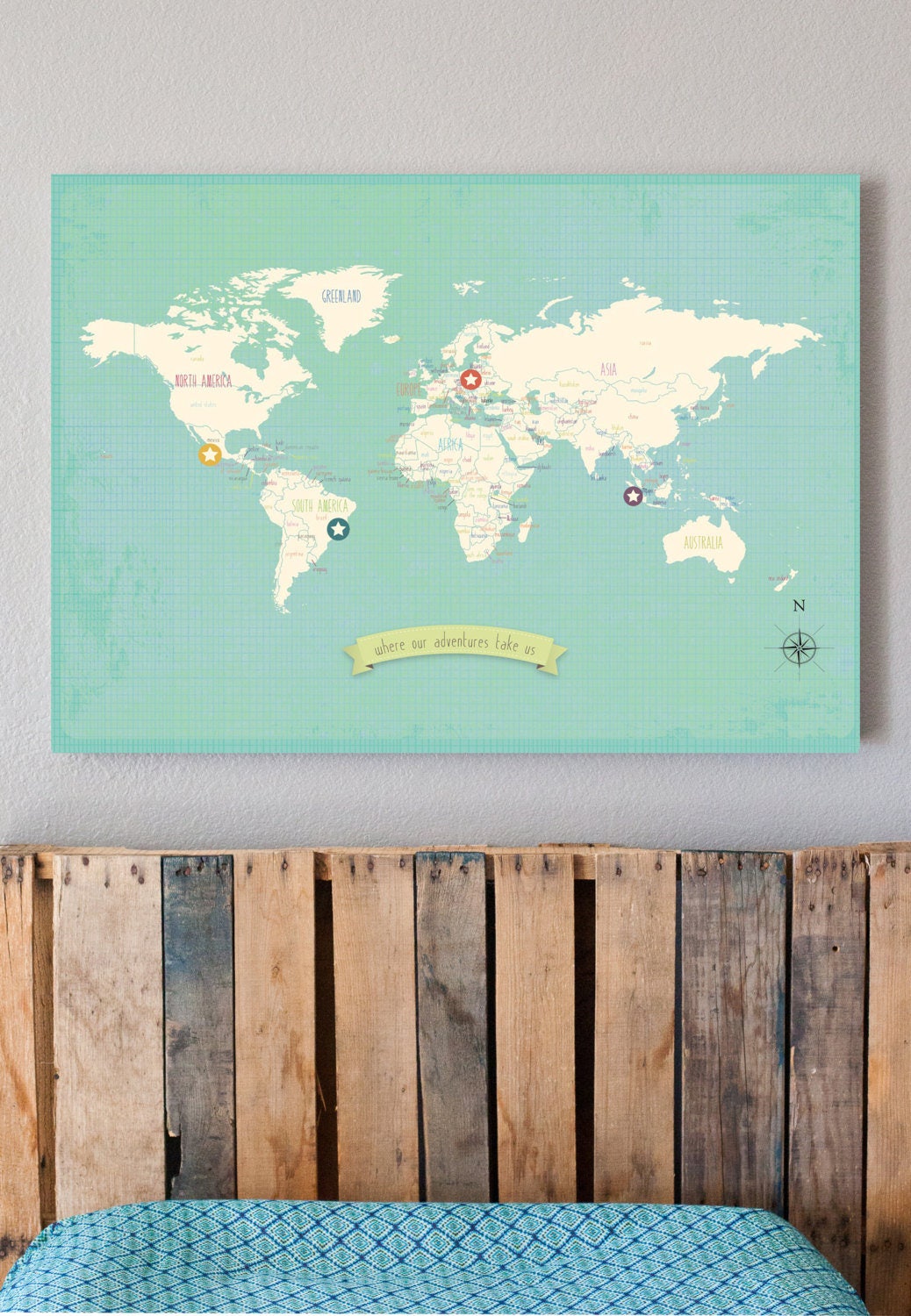 World Map Wall Art, My Travels Personalized World Map Print, Different ...