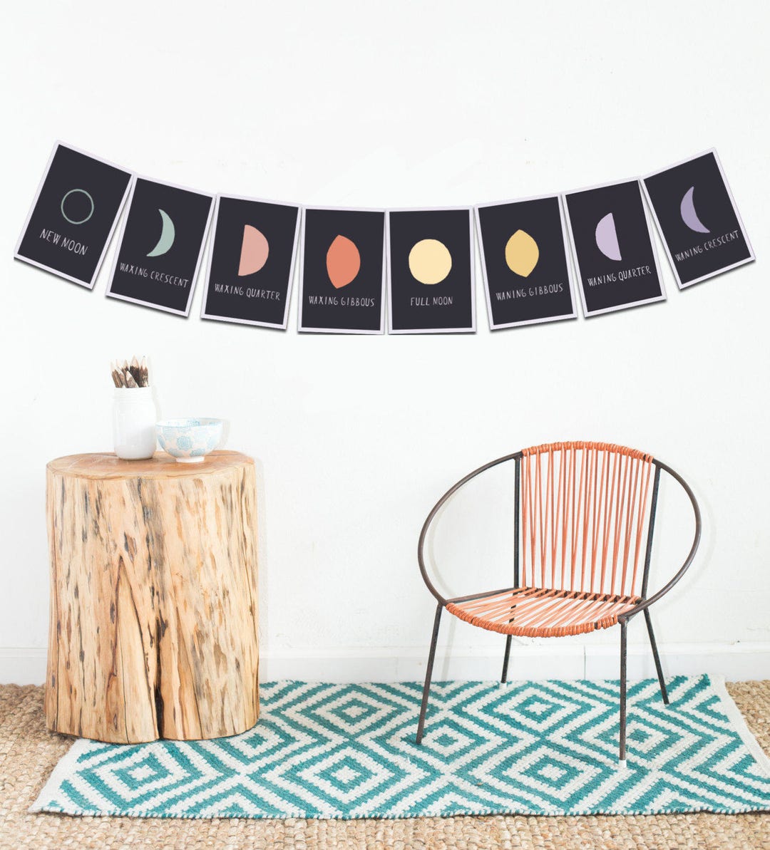 Moon Phases Mini Collection Wall Card Prints, 5x7, Wall Art for Kids ...