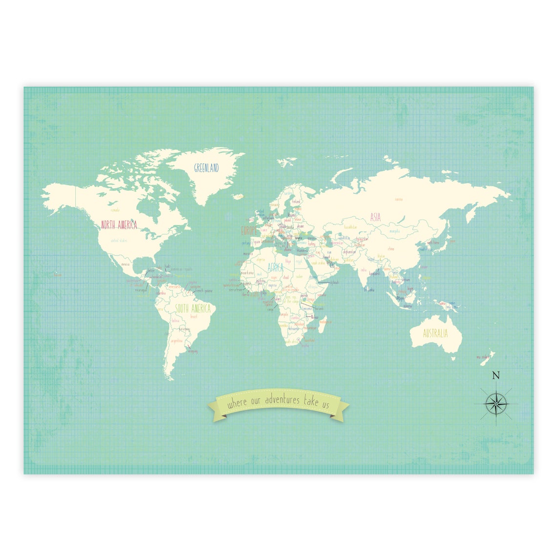 Printable World Map, My Travels Personalized World Map Wall Art, Map of ...