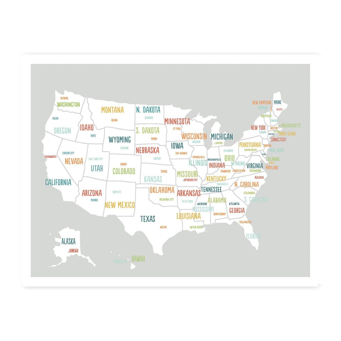 Printable United States Map, Digital Download Map, Travel Map, Usa Map ...