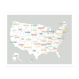 Printable United States Map, Digital Download Map, Travel Map, Usa Map ...