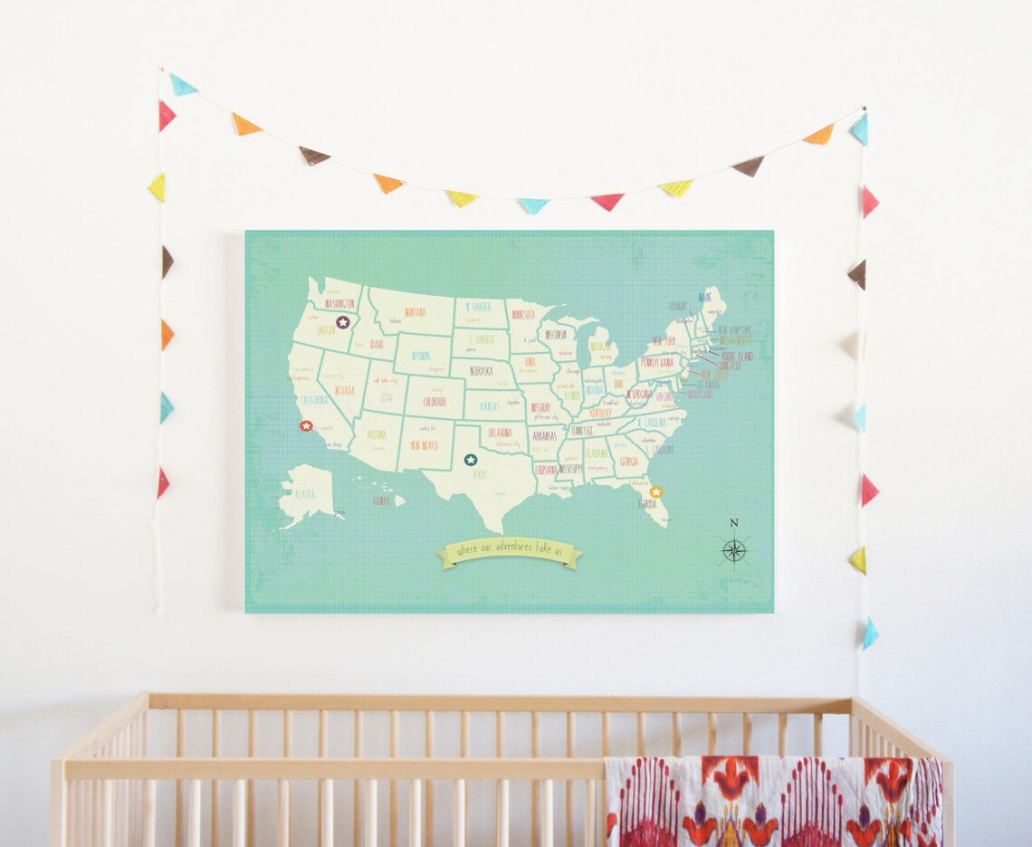 USA Wall Map My Travels Personalized USA Wall Map Art Print - Etsy