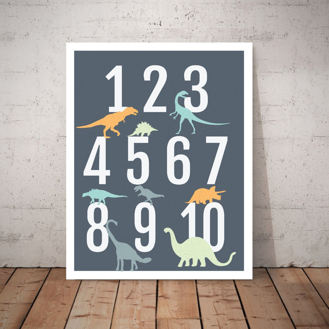 Dinosaur Numbers Poster, Dinosaur Decor, Dinosaur Number, Number Wall ...