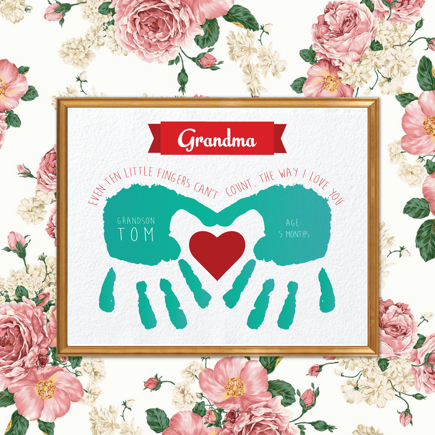 Personalized Gift for Mom, Grandmother, Dad Gift, Handprint, Mothers ...