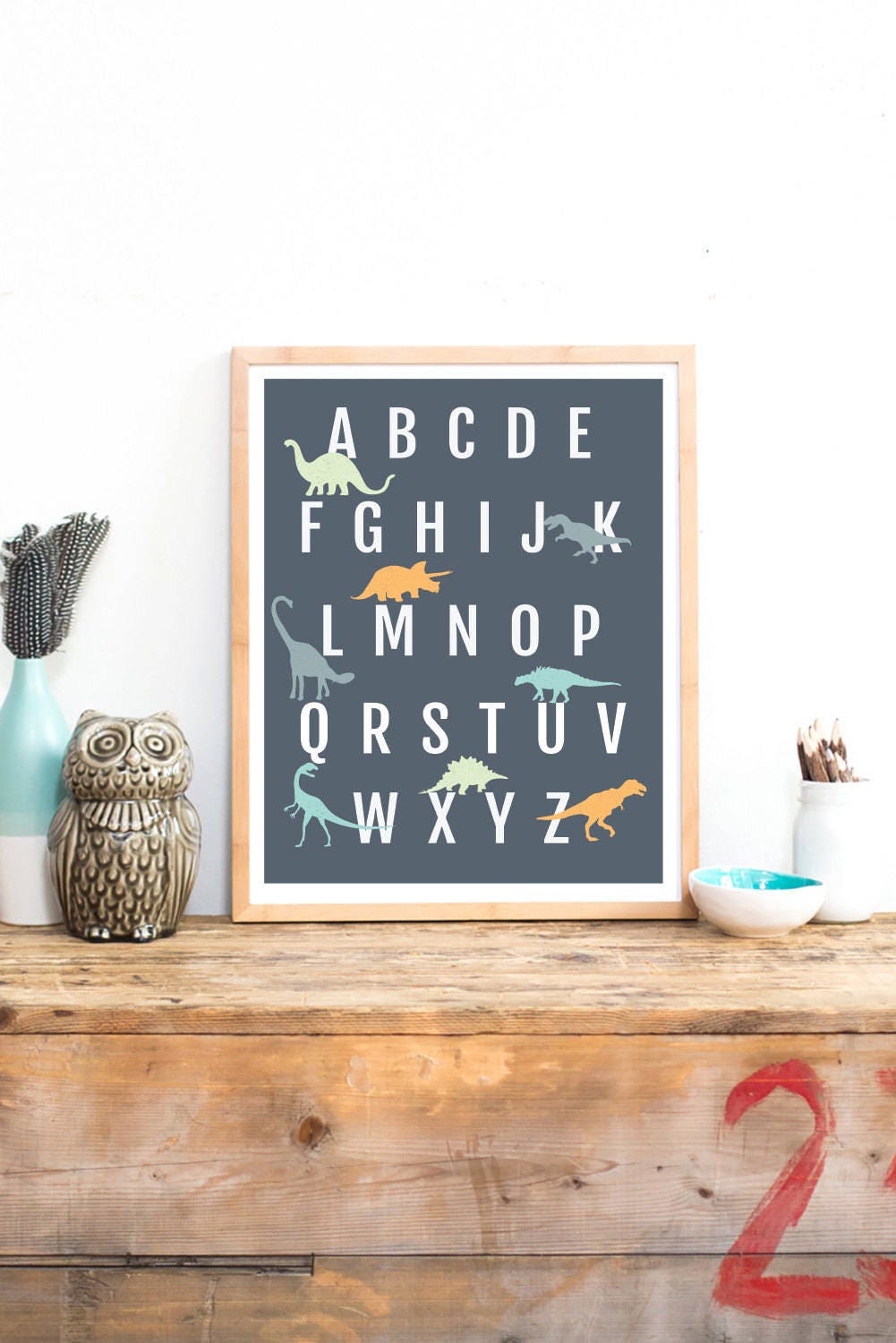 Dinosaur Alphabet Poster Dinosaur Wall Art Abc Poster Abc - Etsy