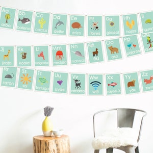 Spanish Alphabet Flash Cards, Abc Spanish Prints, Spanish Nursery Decor ...
