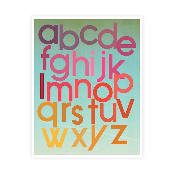 Mod Berry Alphabet Poster Gender Neutral ABC Vintage Wall - Etsy
