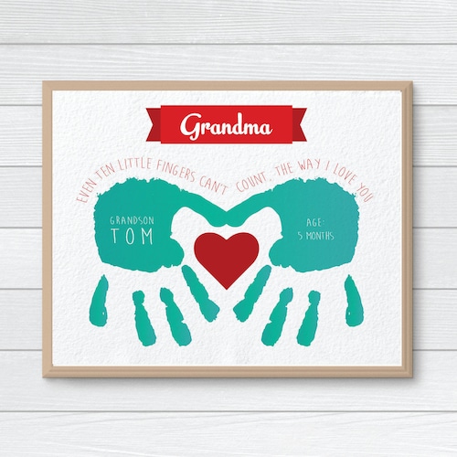 Personalized Gift for Grandmother CUSTOM Handprint Art - Etsy