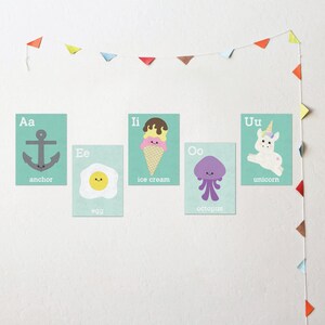 Alphabet Flash Card, Vowel Flash Cards, Alphabet Letters for Wall, Mint ...