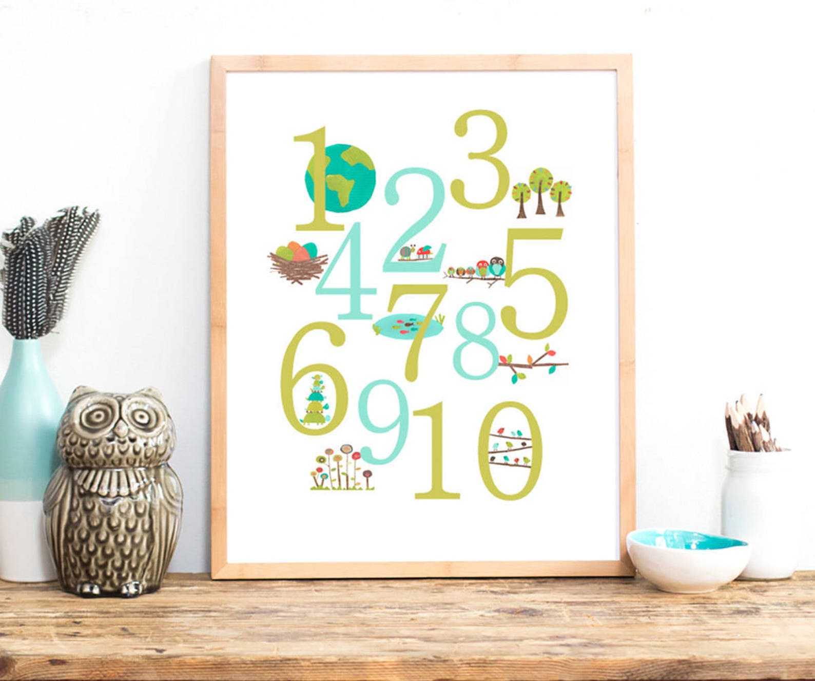 Numbers Poster Nature Themed Number Poster Nursery Art - Etsy
