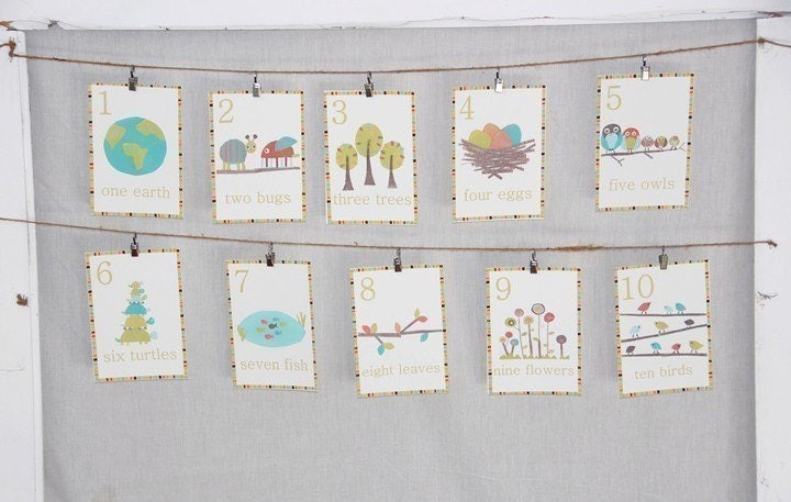 Nature Themed Number Cards in English Counting Wall Cards - Etsy