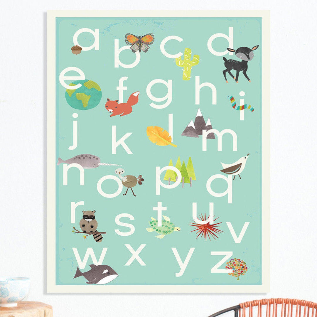 Printable English Alphabet, Nature Wall Art, Digital Download Print ...