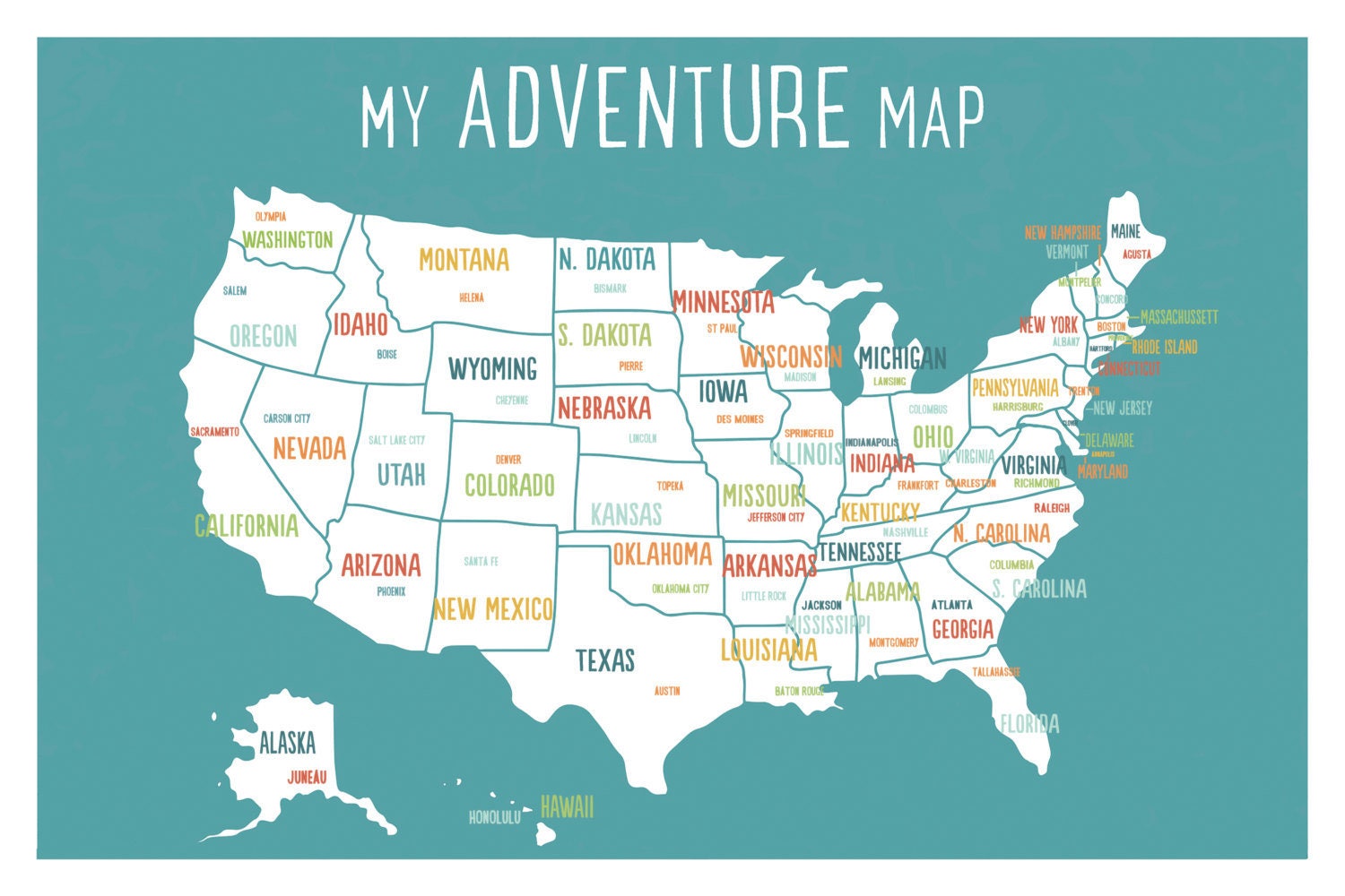 USA Adventure Map Wall Art Print Personalized Travel Map - Etsy