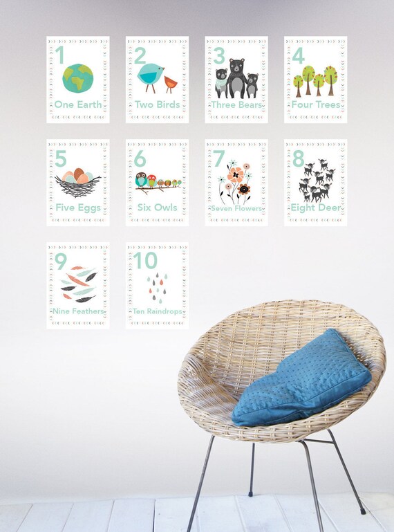 English Number Counting Cards Children's Our World 5x7 | Etsy