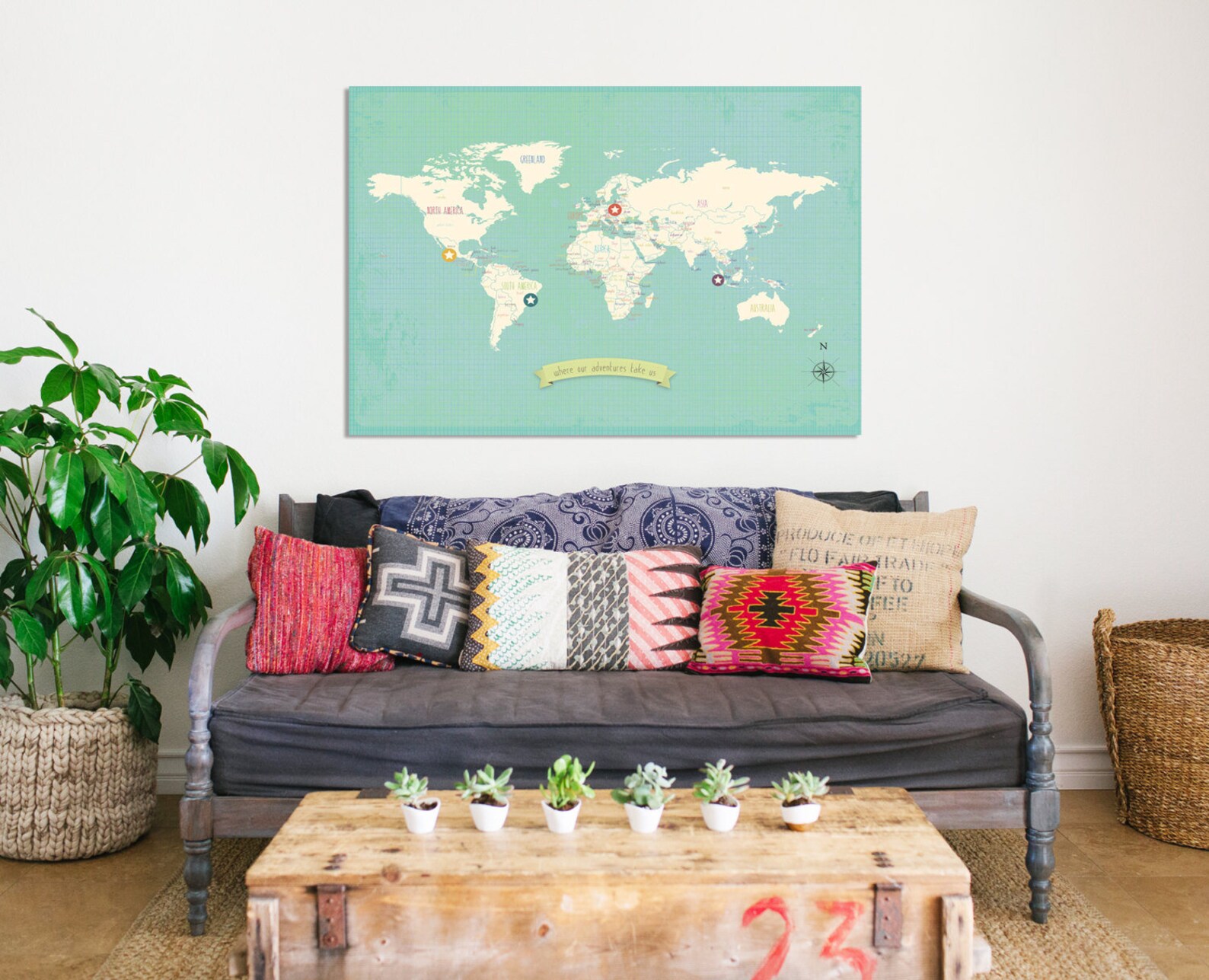 World Map Wall Art My Travels Personalized World Map Print | Etsy
