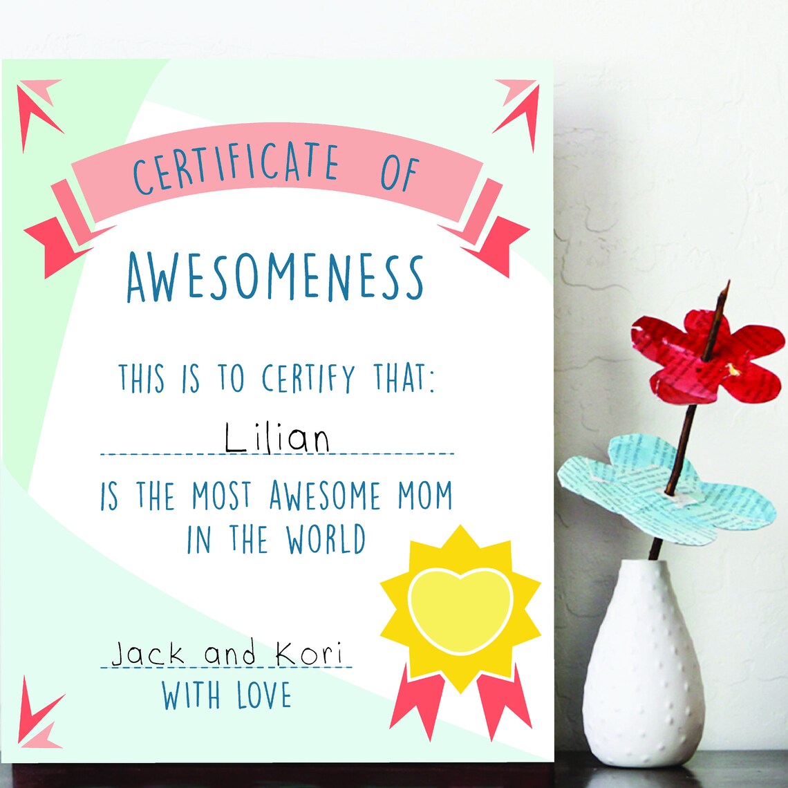 Certificate of Awesomeness, Best Mom Certificate, Personalized Card for ...