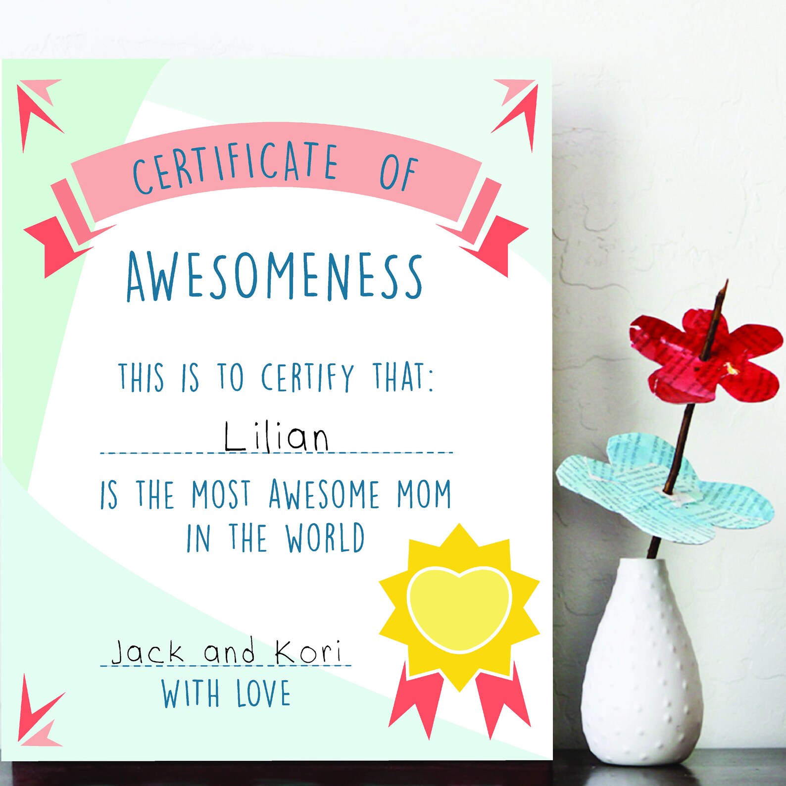 Certificate of Awesomeness, Best Mom Certificate, Personalized Card for ...